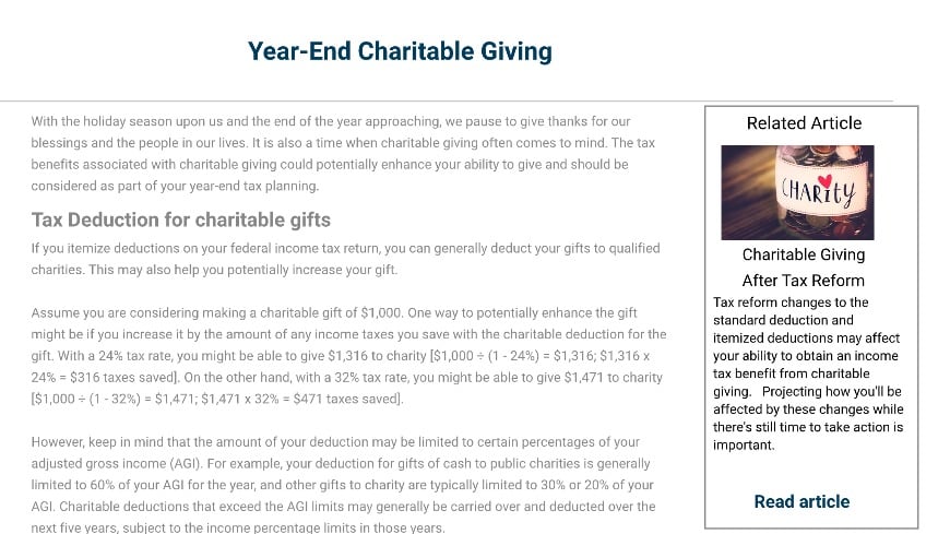 Year End Charitable Giving