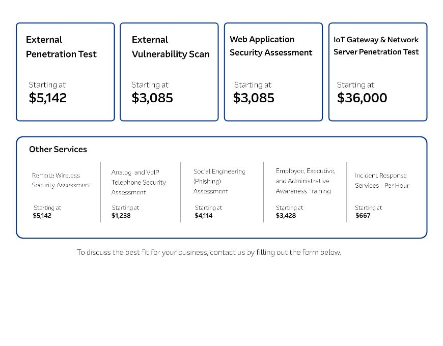 Pricing Table - Cyber Security Page