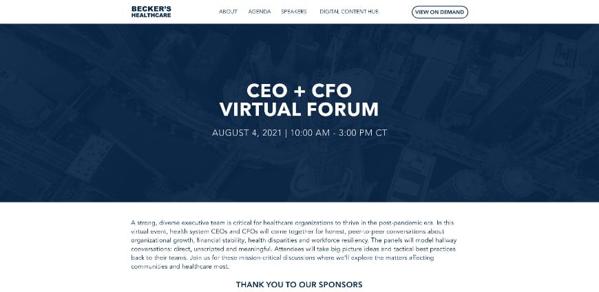 CEO + CFO Virtual Forum - August 2021