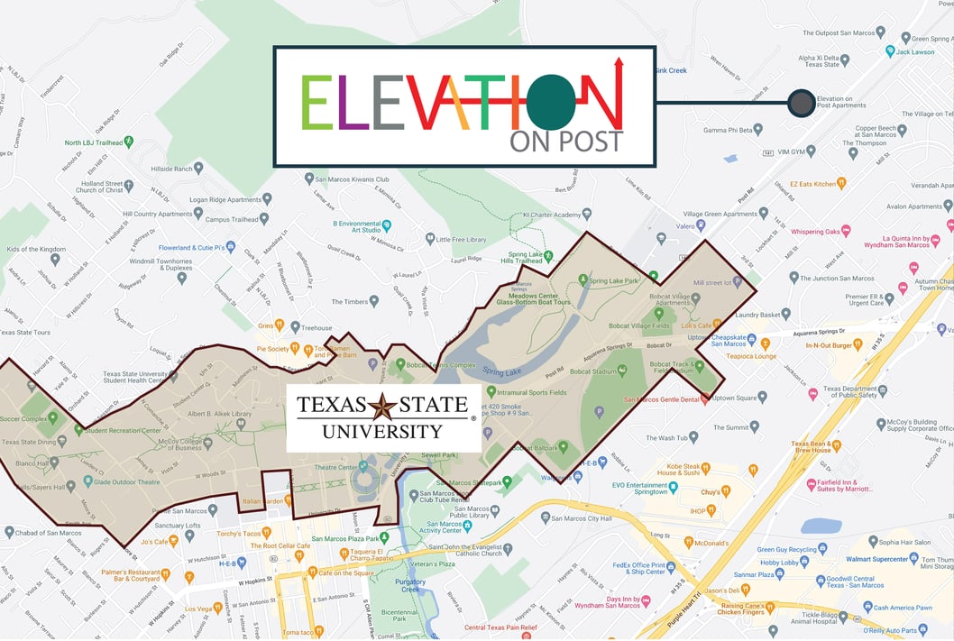 San Marcos Texas Elevation Map Greater Austin TX Detailed Region Wall