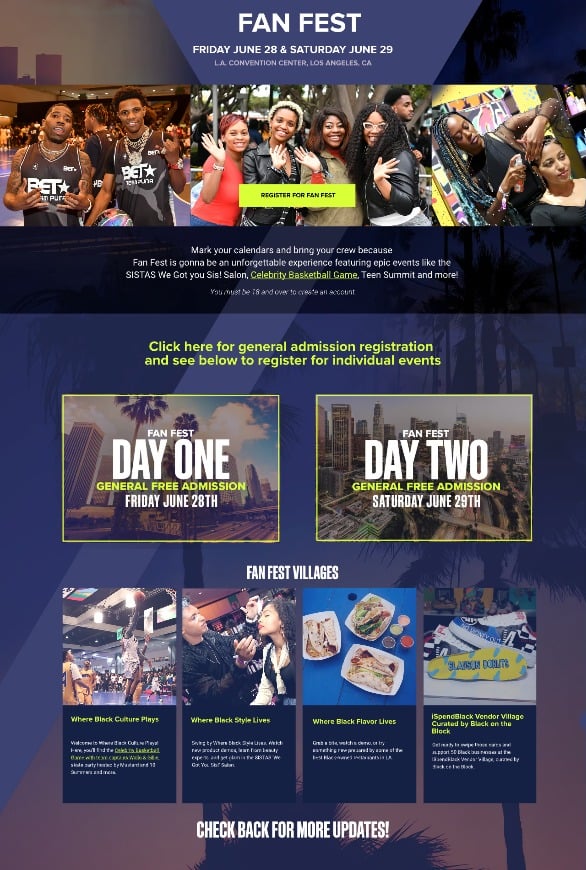Fan Fest Main Page - 5/22 launch BET Experience
