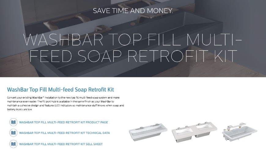 WashBar Top Fill Multi-feed Soap Retrofit Kit washbar, washbar top fill ...