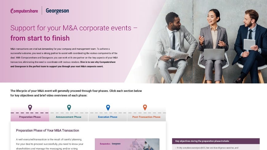 Support for your M&A corporate events Support for your M&A corporate events