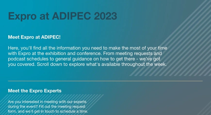 ADIPEC 2023 Landing Page