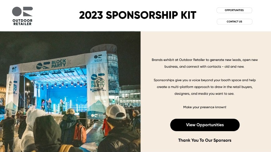 2023 Outdoor Retailer Sponsorship Kit
