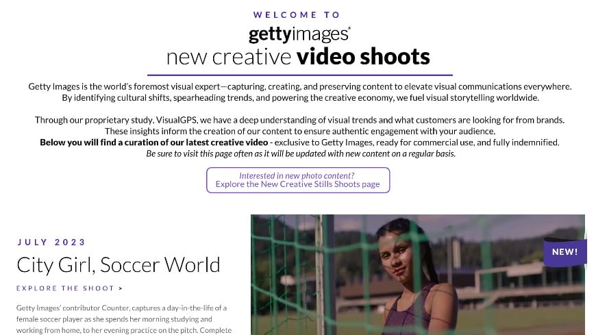 Getty Images New Creative Video Shoots