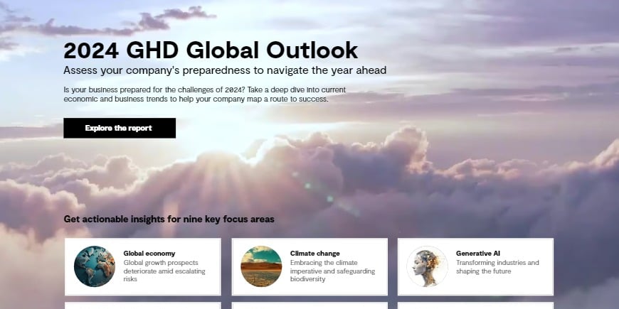 Landing page 2024 GHD Global Outlook | Global Economy | GHD Insights
