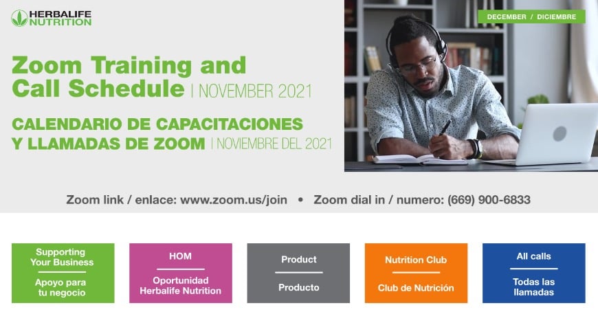 Zoom Training and Call Schedule | November 2021