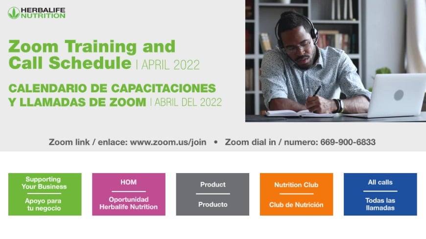 Zoom Training and Call Schedule | April 2022