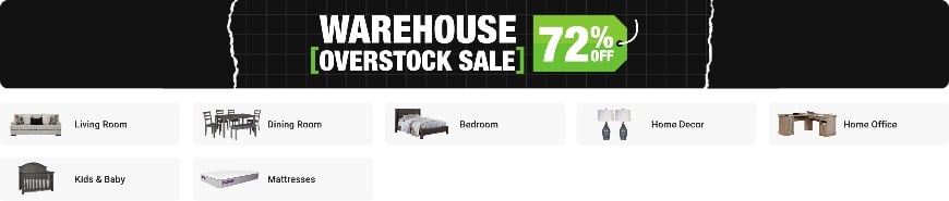 PLP Top Banner - Warehouse Overstock Sale