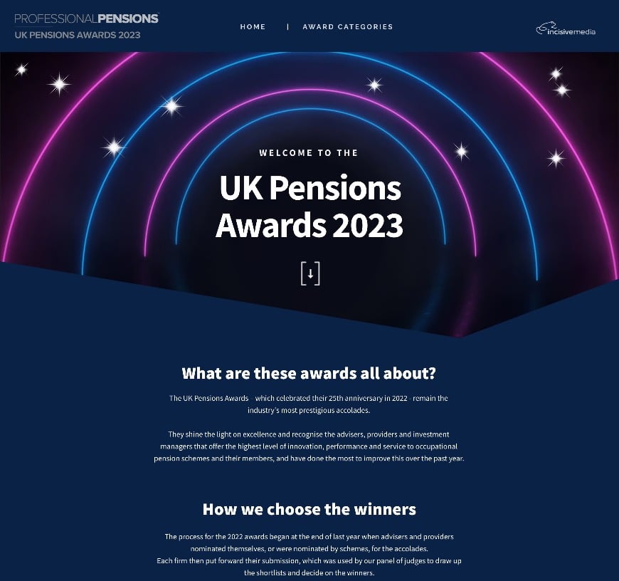 UKPA 2023 UKPA Pensions Awards 2022