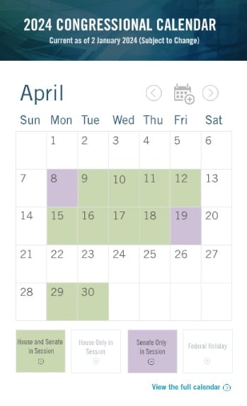 K&L Gates - 2024 Congressional Calendar - Widget