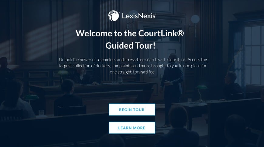 CourtLink Guided Tour docket and court document search software guided ...