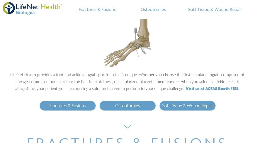 acfas2021 acfas, LIFENET HEALTH, WOUND HEALING, PODIATRY, ALLOGRAFT