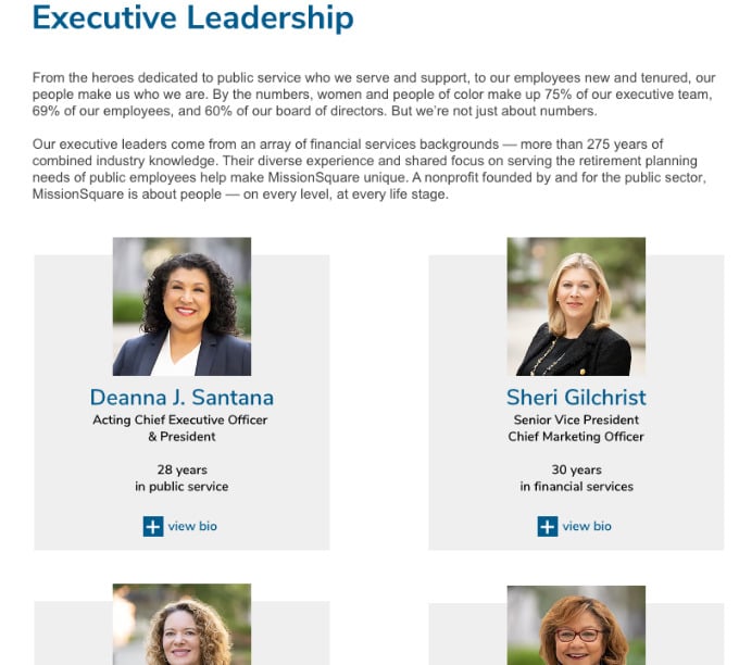 MissionSquare Retirement Executive Leadership Profiles