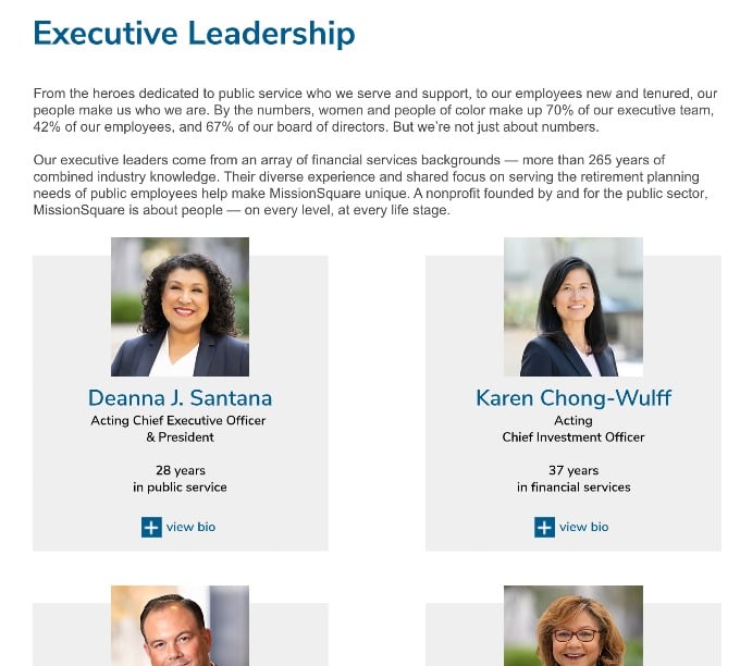 MissionSquare Retirement Executive Leadership Profiles