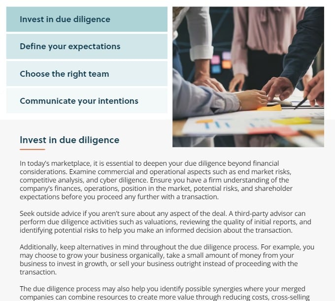 M&A Growth Objectives - Steps for a successful integtation