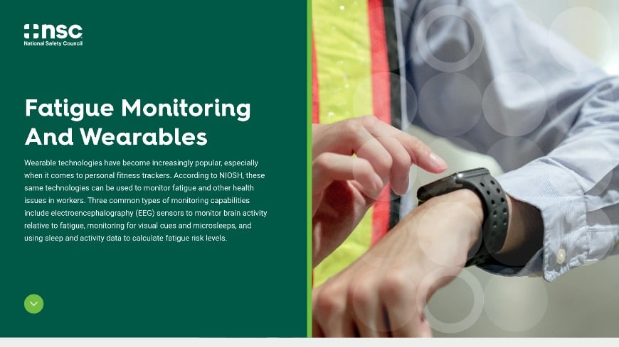 Fatigue monitoring and wearables