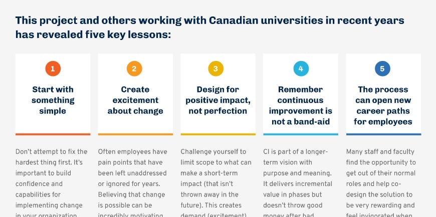 Continued improvement - 5 key lessons-