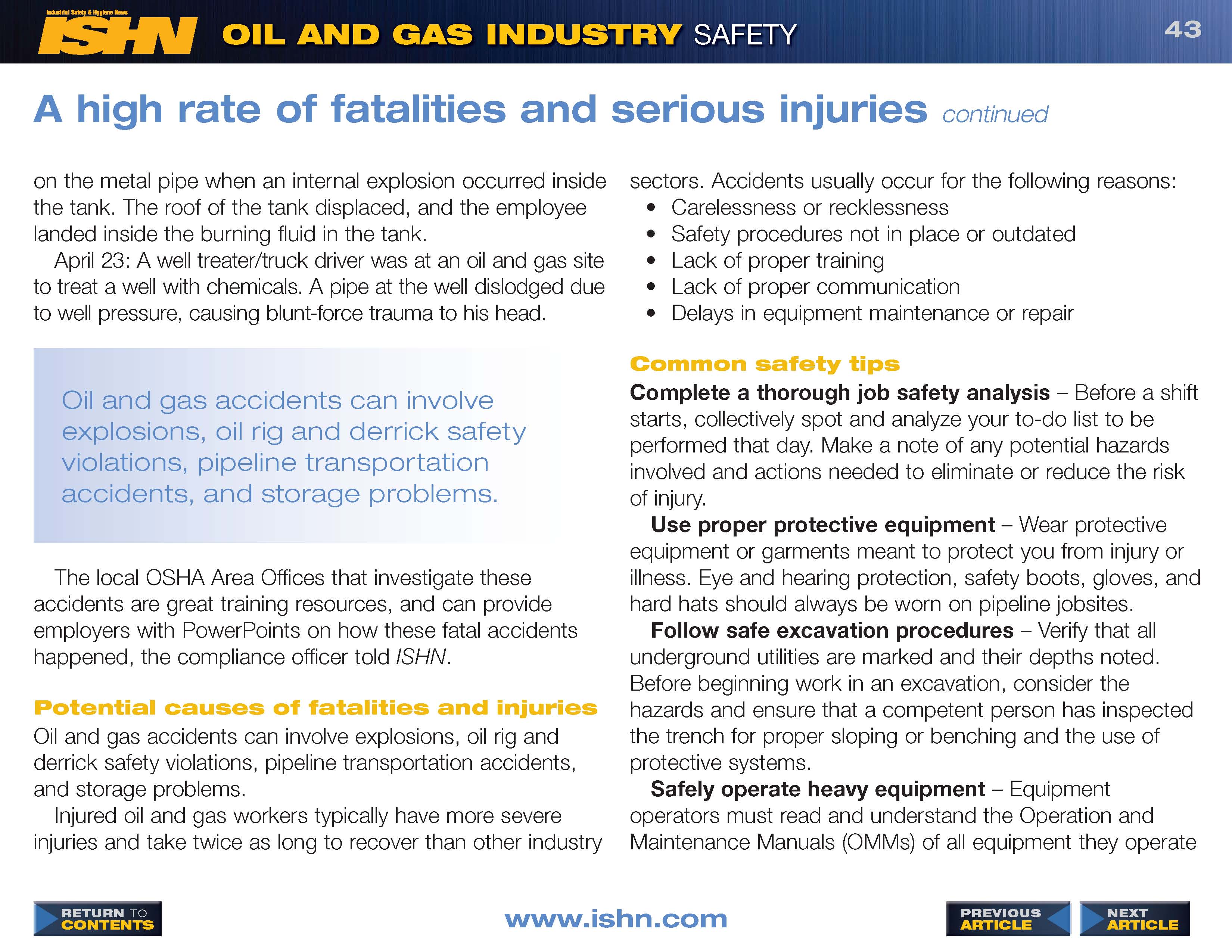 ISHN Oil and Gas Industry Safety