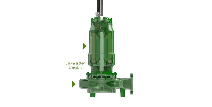 Hydromatic pump, motor, impeller cutaway