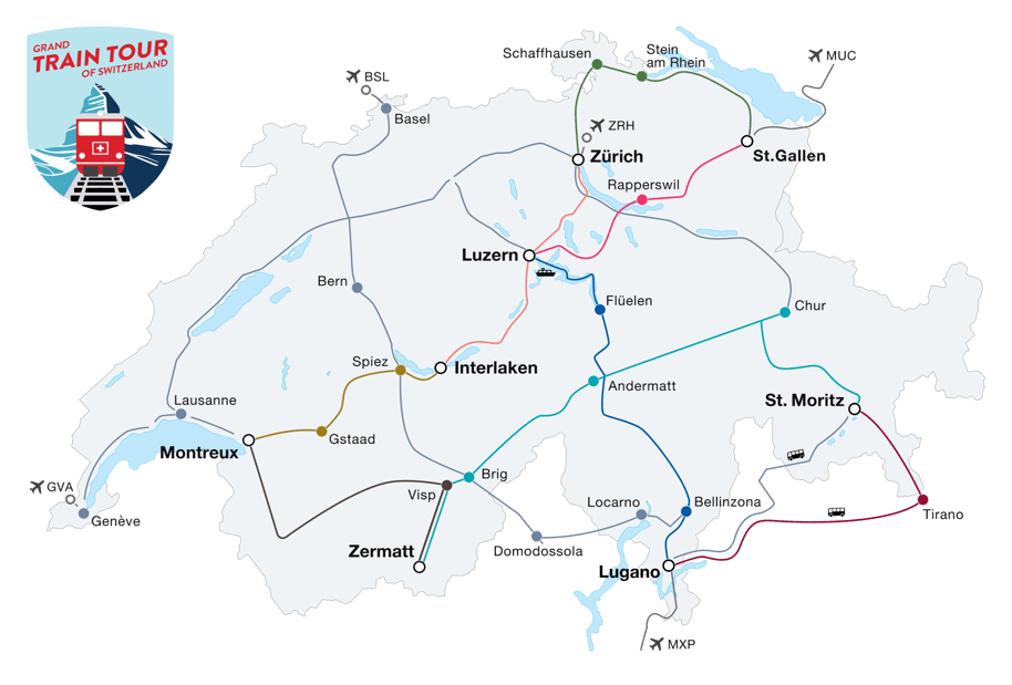 Switzerland Rail Map Europe Railway Map 2025 Features Detailed Atlas