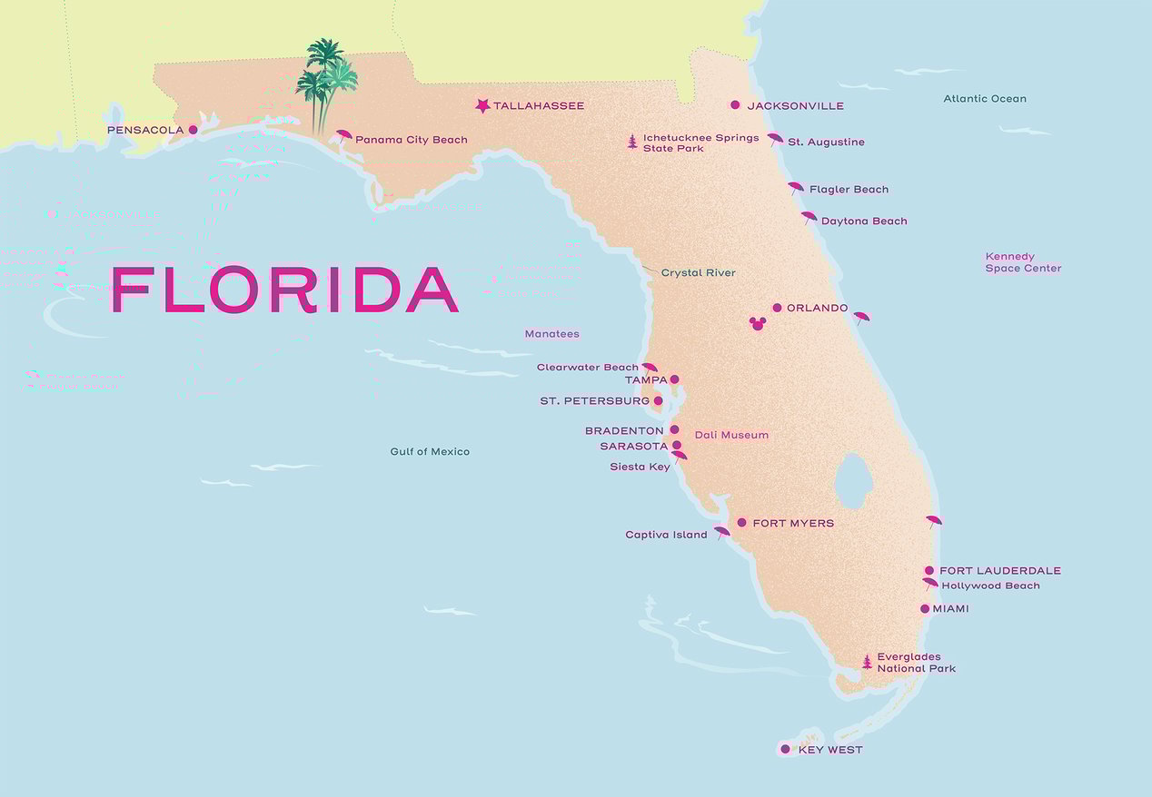 Map Eastern Florida Beaches