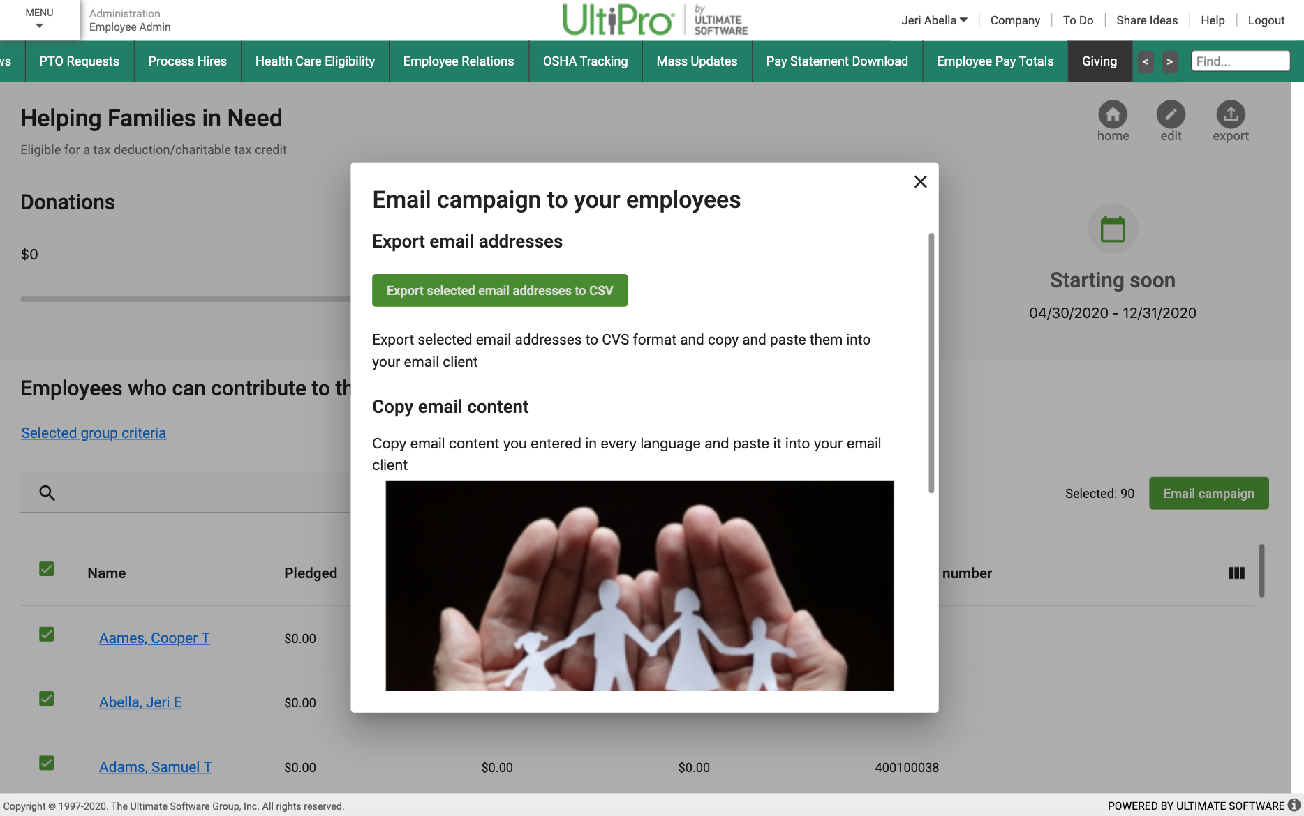 UltiPro Giving (Mobile Screens) Clickable Demo