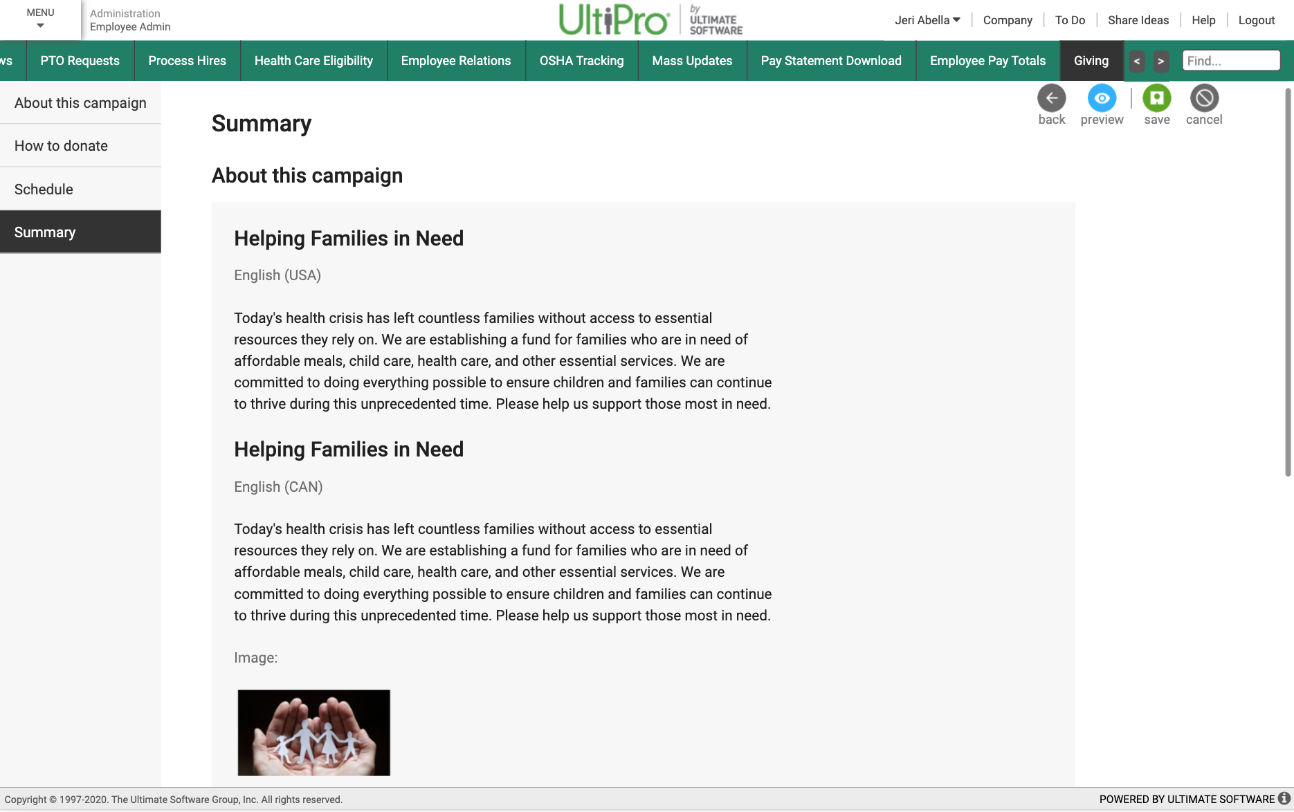 UltiPro Giving (Mobile Screens) Clickable Demo