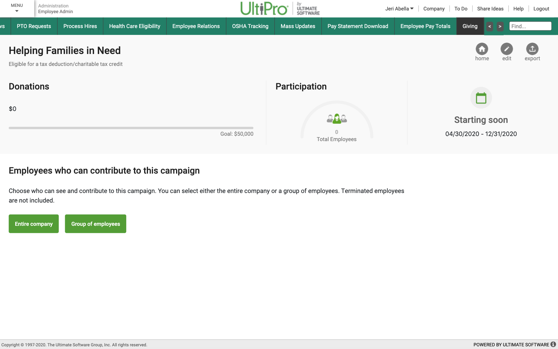 UltiPro Giving (Mobile Screens) Clickable Demo