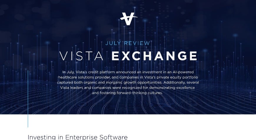 July Review - Vista Exchange Vista Equity Partners, investing, value ...